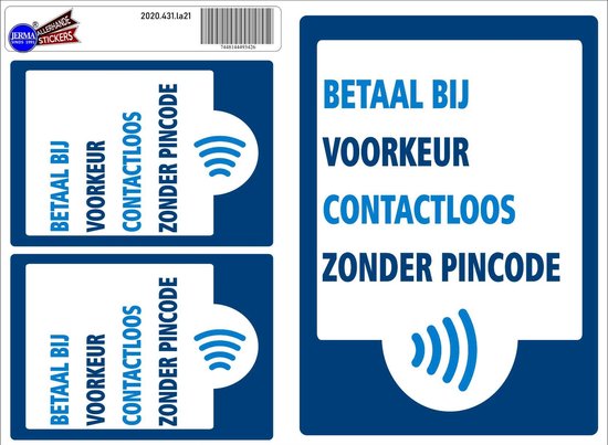 Betaal bij voorkeur contactloos, kassa sticker set | bol.com