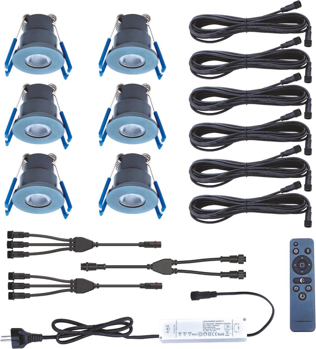 LED Veranda Spot Complete Set - Velvalux - 6 Stuks - 3W - Warm Wit ...