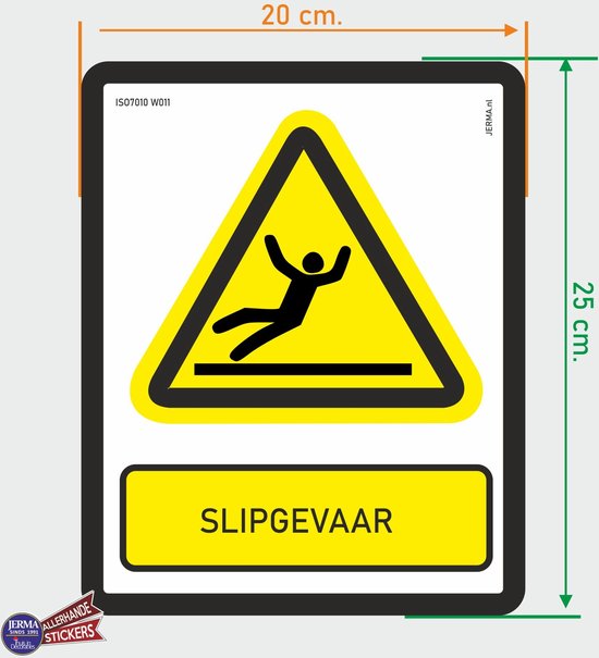 ISO7010 W011 glad oppervlak. Waarschuwing sticker 20x25cm | bol.com