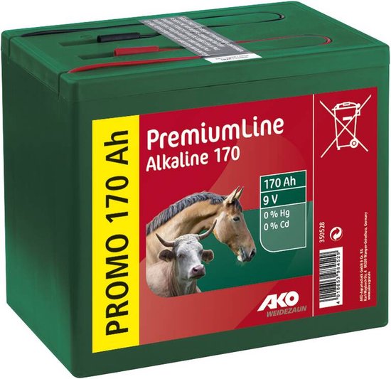 AKO Alkaline droge cel batterij voor elektrische schermers, 9V / 170 Ah ...