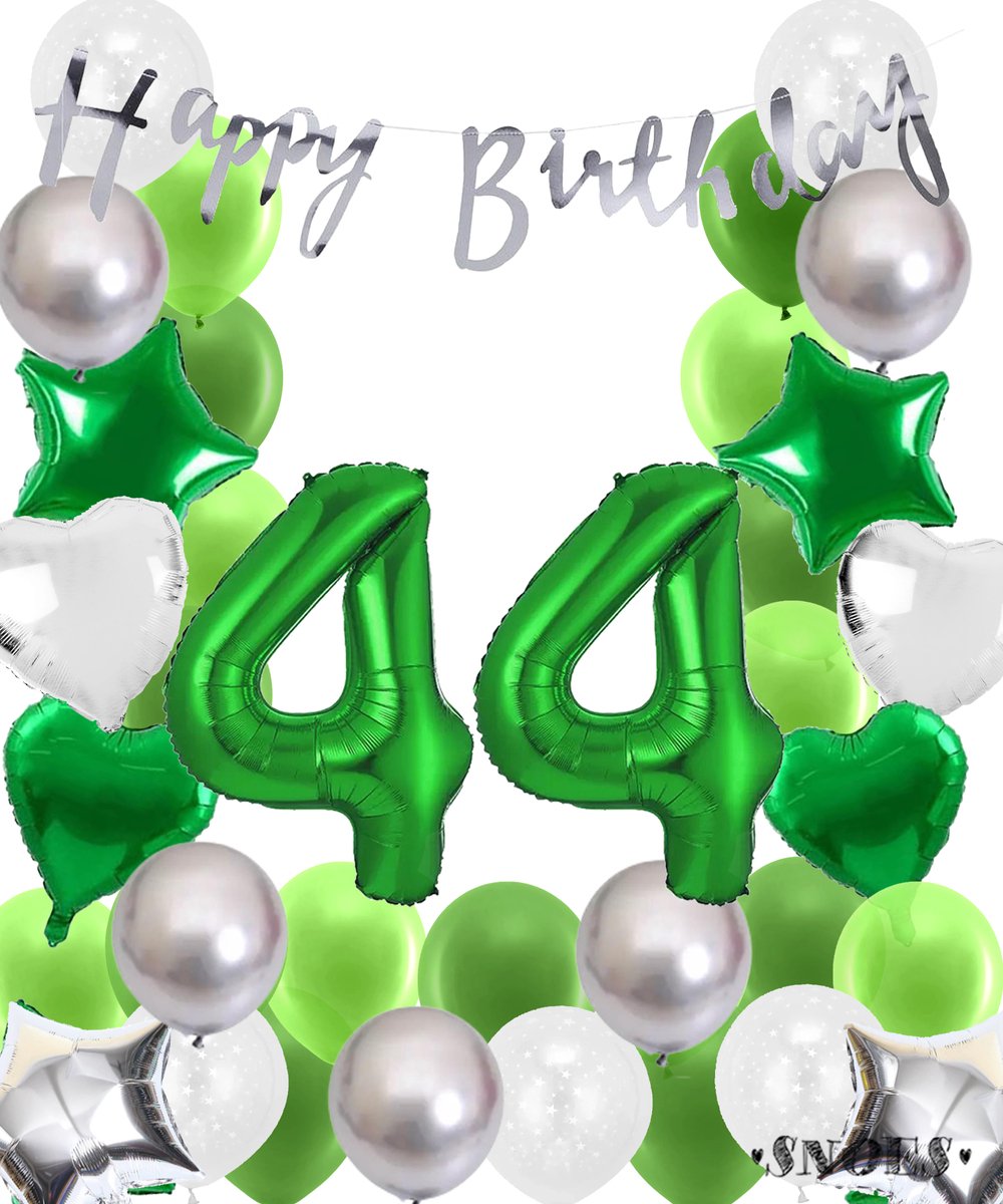 Snoes Ballonnen 44 Jaar Wit Groen Zilver Mega Ballon - Compleet ...