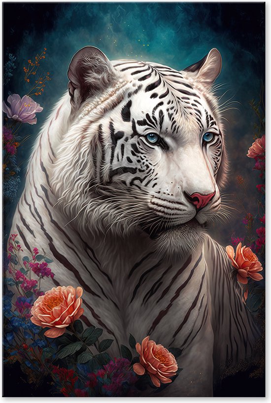 Graphic Message - Schilderij op Canvas - Witte Tijger | bol