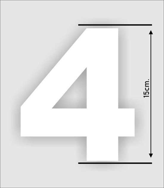 Cijfer 4 , per stuk, als sticker 15 cm. hoog | bol.com