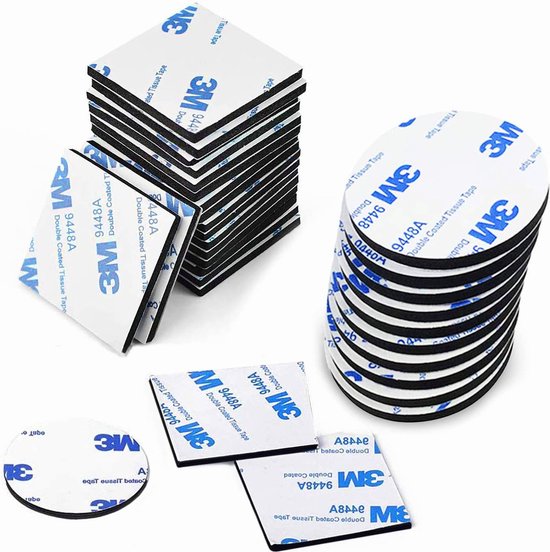 100 Stuks - Dubbelzijdige Sticky Pads - Rond En Vierkant - 3M Lijm ...