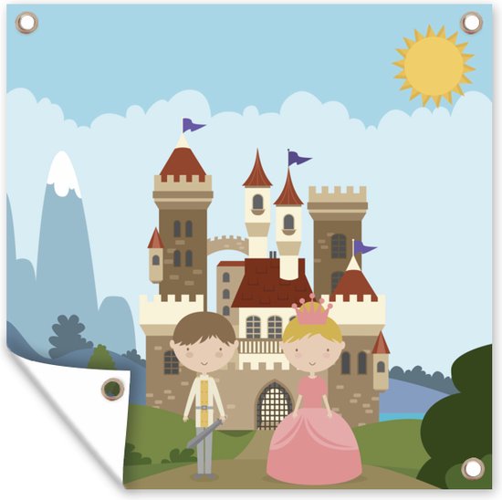 Tuin poster een cartoon wereld met een prins en een prinses - 200x200 ...