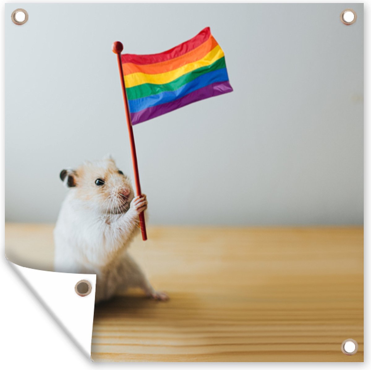 Tuinposters Hamster met een regenboog vlag - 50x50 cm | bol.