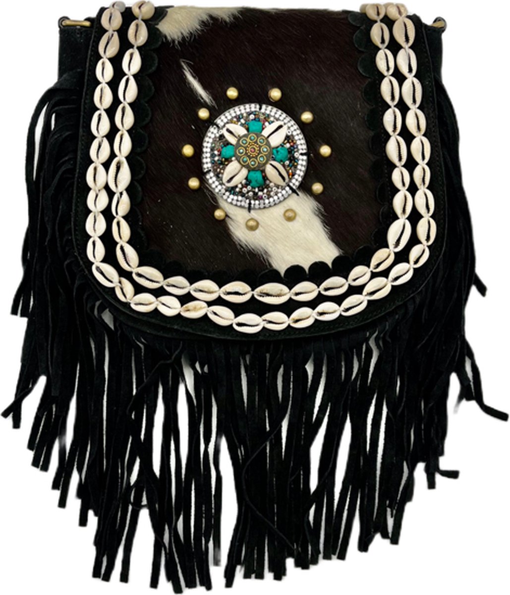 Suede dames tas met koeienhuid - boho tas - koeienhuid tas - ibiza tas ...