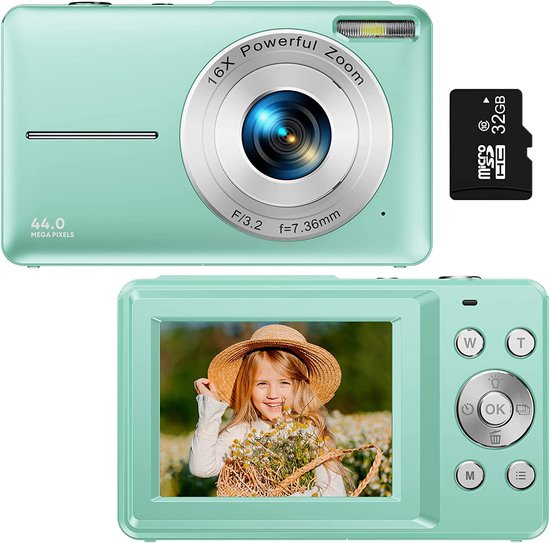 Digitale camera, 1080P kindercamera met kaart van 32 GB FHD 44MP ...