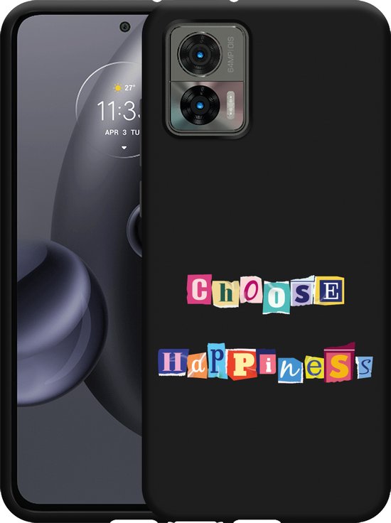 Cazy Hoesje Zwart geschikt voor Motorola Edge 30 Neo - Choose Happiness ...