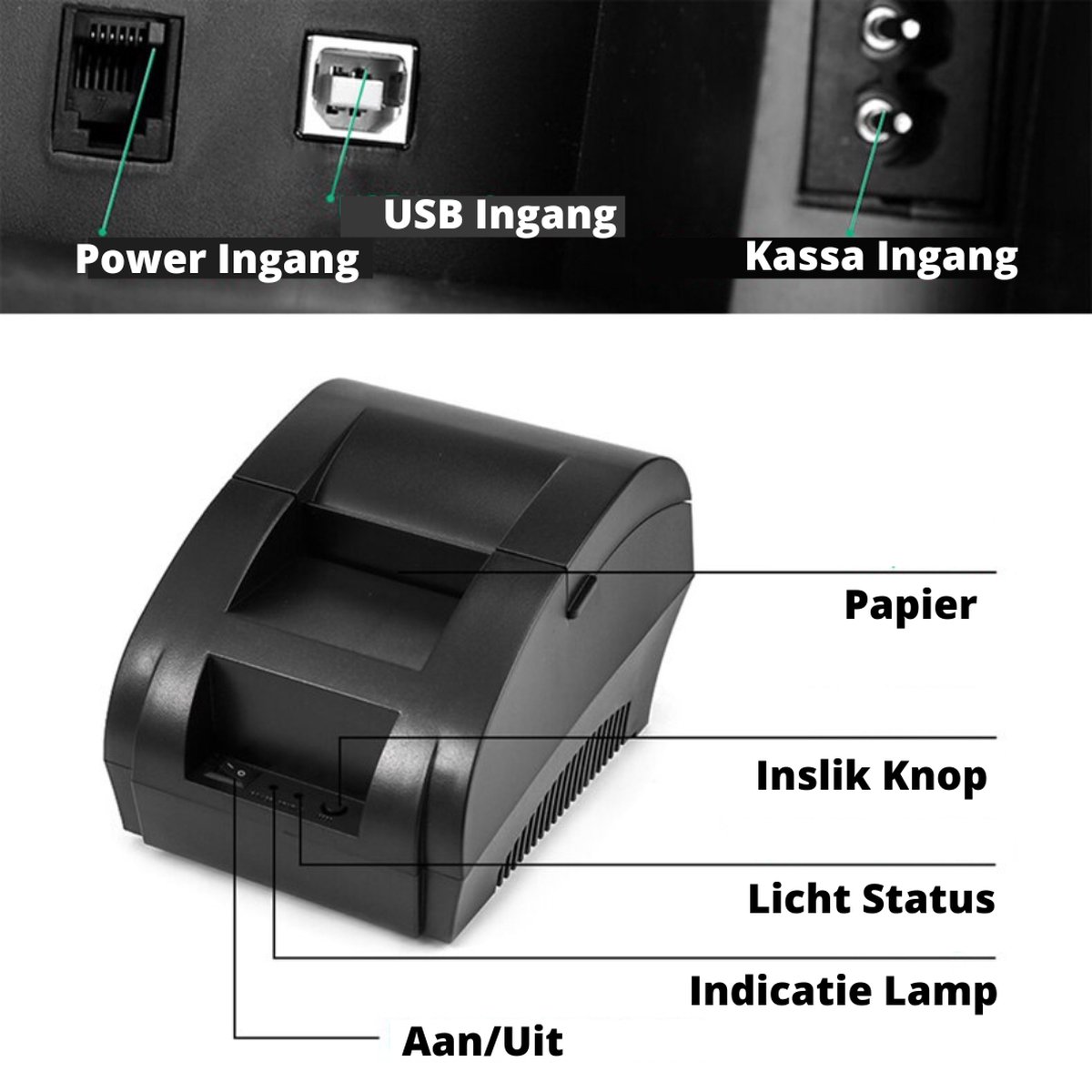 Currero Bonprinter - Bluetoothprinter - Kassabonprinter - Zwart | bol.com