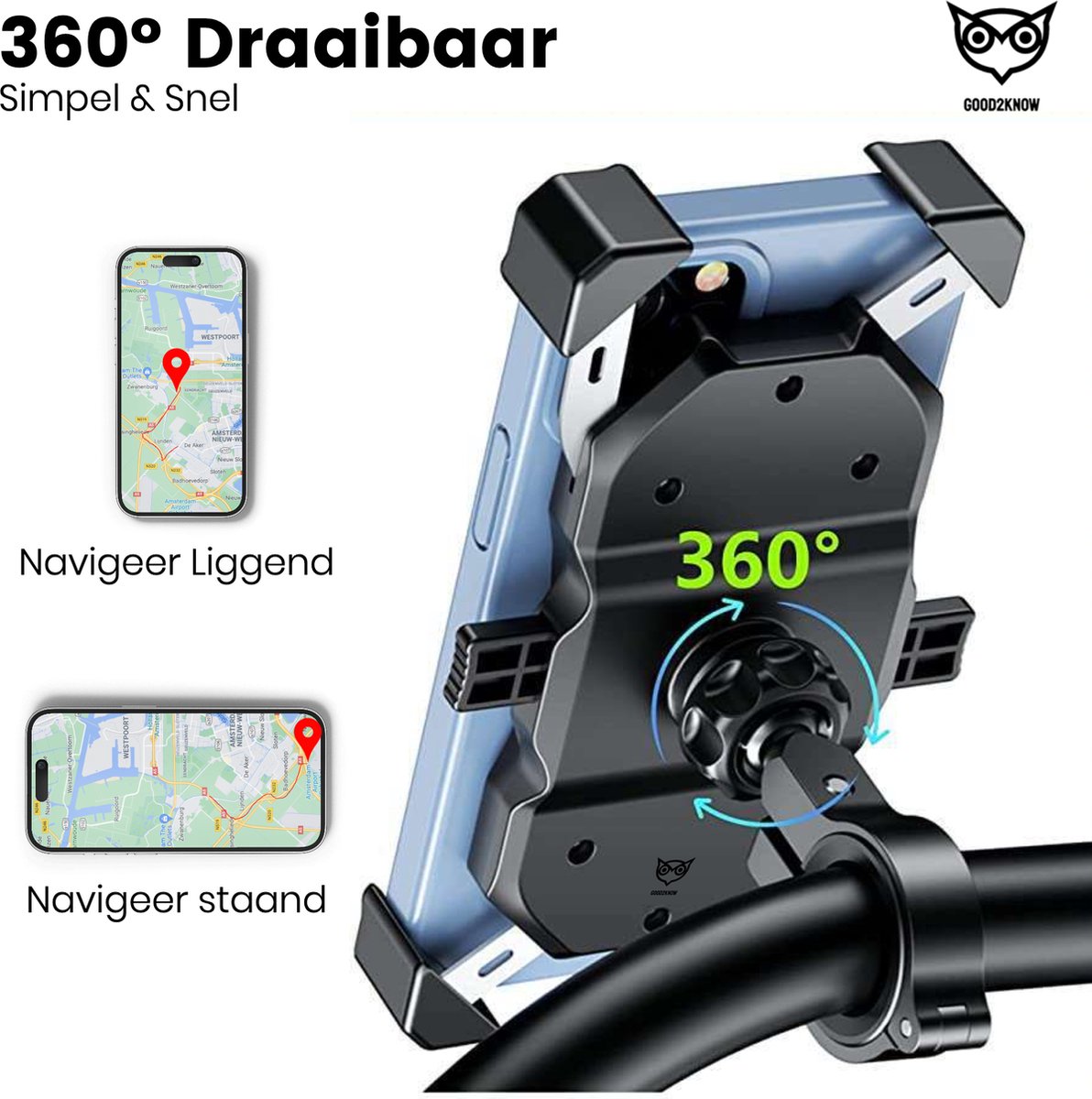 Good2know Telefoonhouder motor/ATV - Smartphone houder - Met Draadloze ...