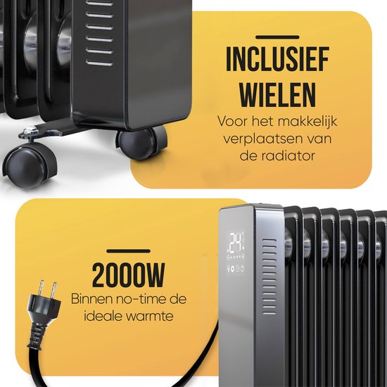 Rooal Olieradiator - Elektrische radiator - 2000 Watt - Verrijdbaar | bol
