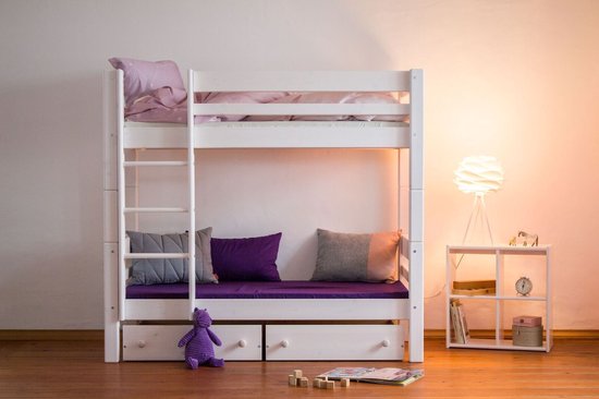 MOJO Stapelbed rechte ladder White Wash 70 x 160 cm - exclusief montage ...