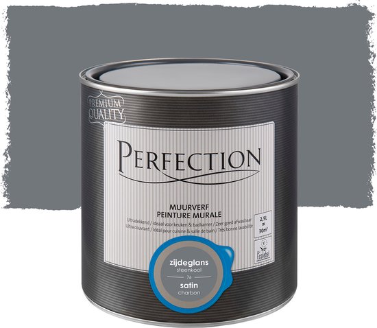 Perfection Muurverf Ultradekkend Zijdeglans Steenkool 2.5L | bol.com