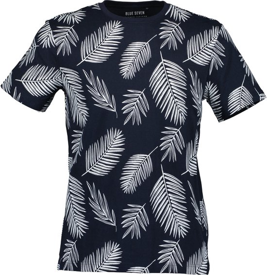 Blue Seven heren shirt - t-shirt heren KM - navy print - 302739 - maat ...