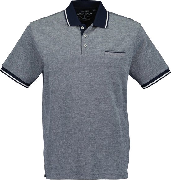 Blue Seven heren polo - poloshirt heren KM - blauw/grijs gemeleerd ...