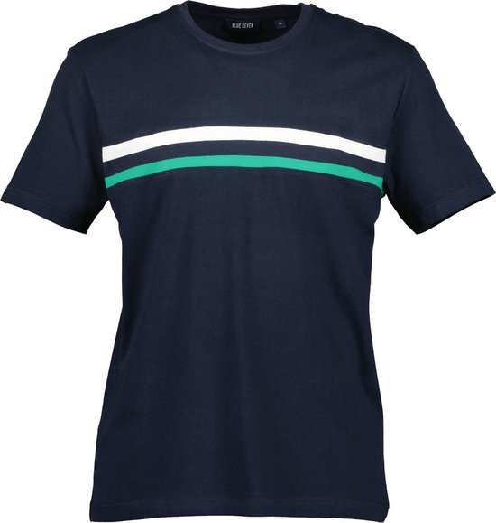 Blue Seven heren shirt - t-shirt heren KM - navy + print - 302763 ...