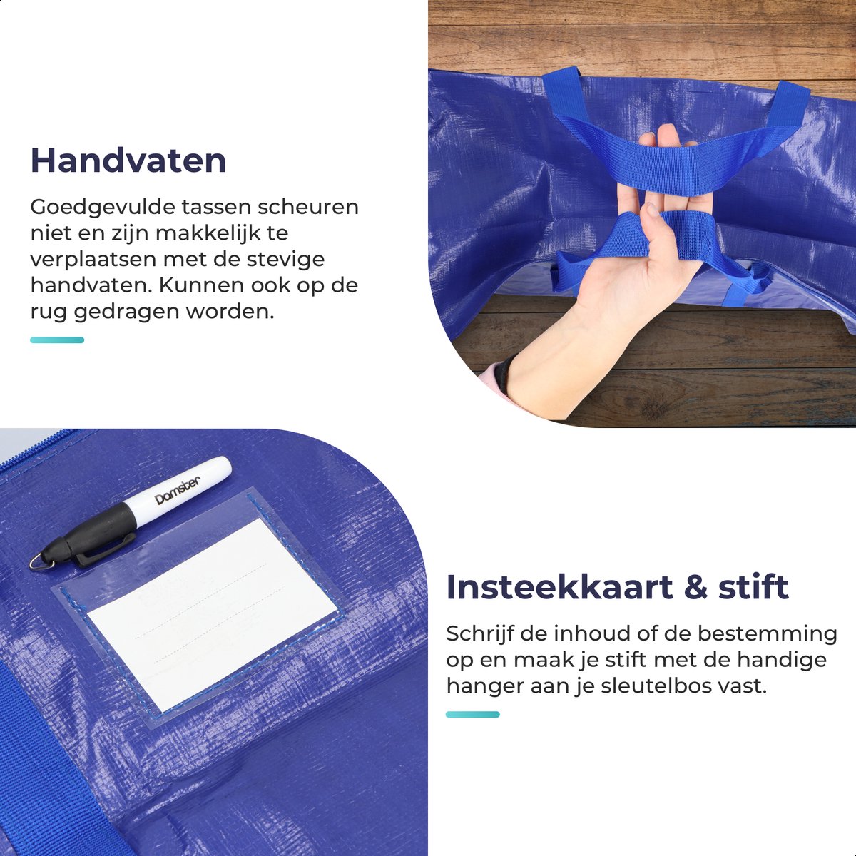 Damster XL opbergtas - verhuistas - big shopper - 4 stuks - dubbele ...