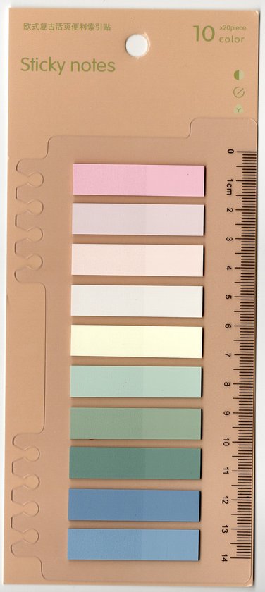 Index tabs - 200 stuks - inclusief liniaal - 10 kleuren - sticky notes ...