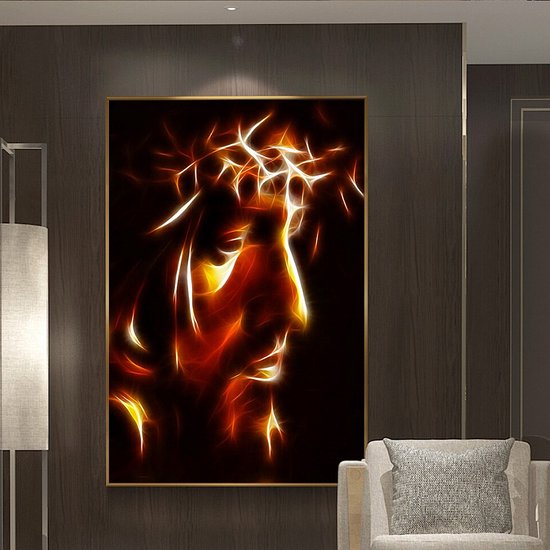 Allernieuwste® Canvas Schilderij Jezus Christus Modern Abstract - Religie -... | bol.com