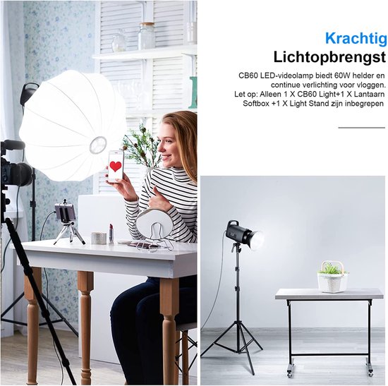Neewer® - CB60 - 60W - LED Videolamp - 5600K - LED Set voor Continu ...