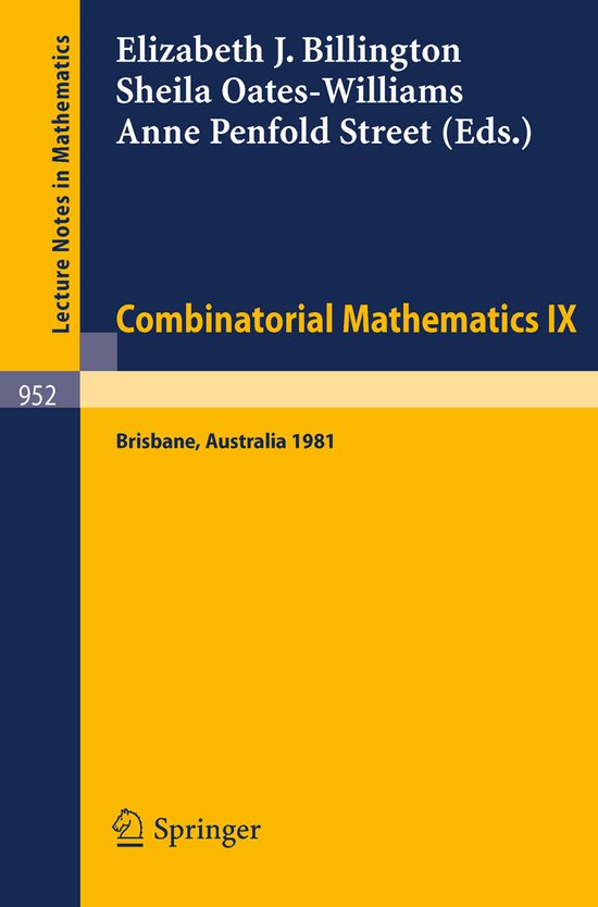 Combinatorial Mathematics Ix 9783540116011 Boeken Bol