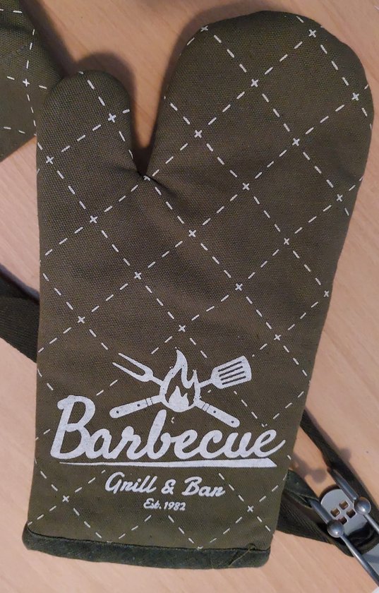 Ovenwant met Schort - Barbecue Grill & Bar - Groen - Barbecue Set - BBQ ...