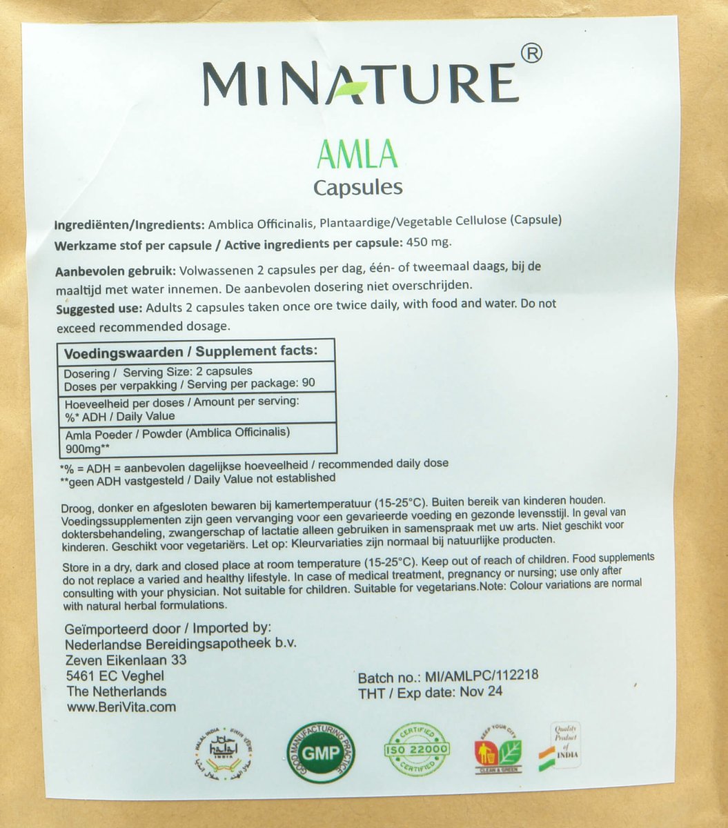 Amla Capsules 60 stuks - 450mg Amla Poeder Per Vega Capsule ...