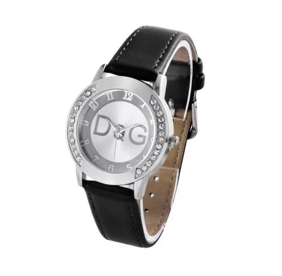 Horloge - DQG - Diamantjes - Dames - Zwart | bol.com