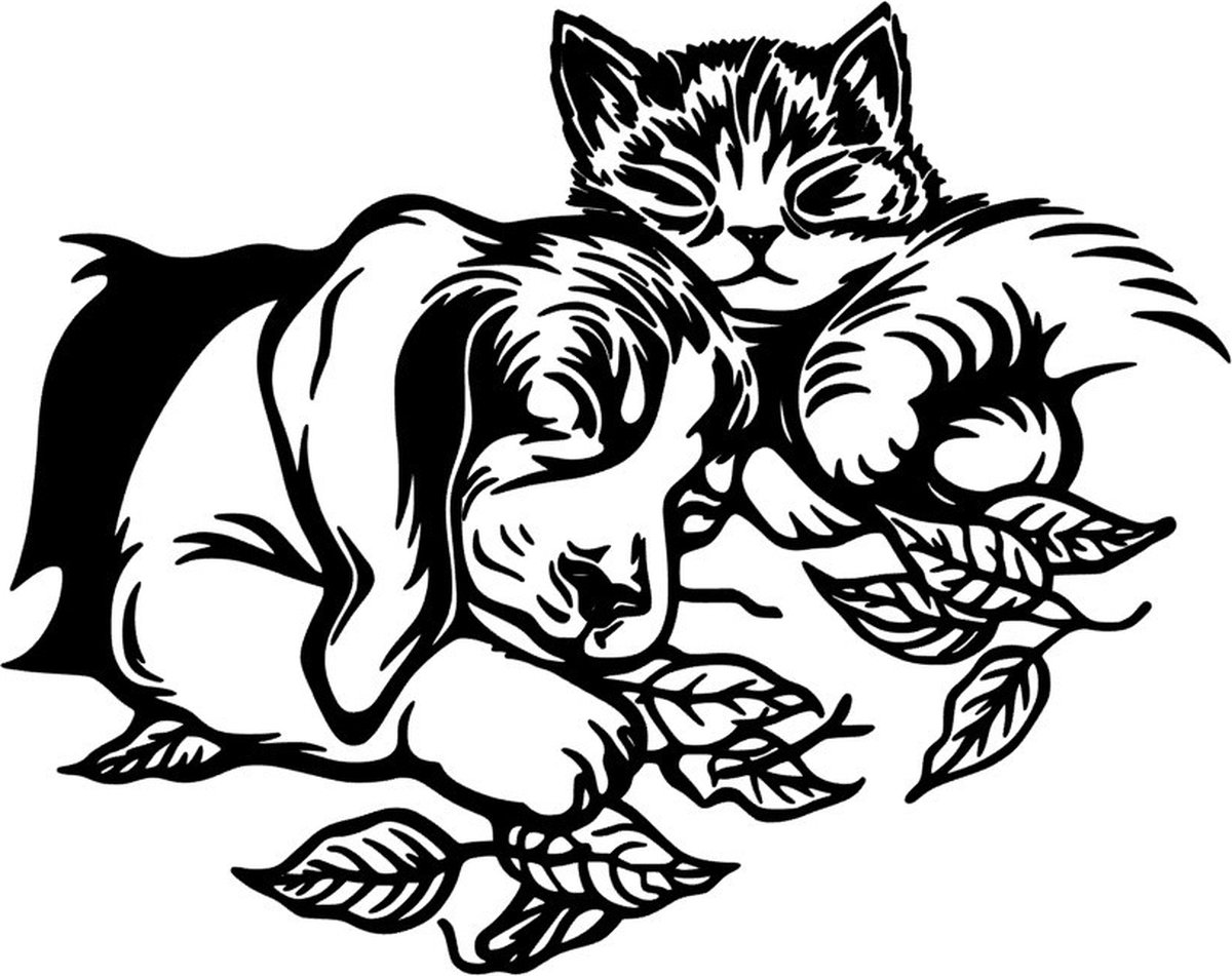 Muursticker - Raamsticker Hond - kat - Dier - Decoratief - Wall Art ...