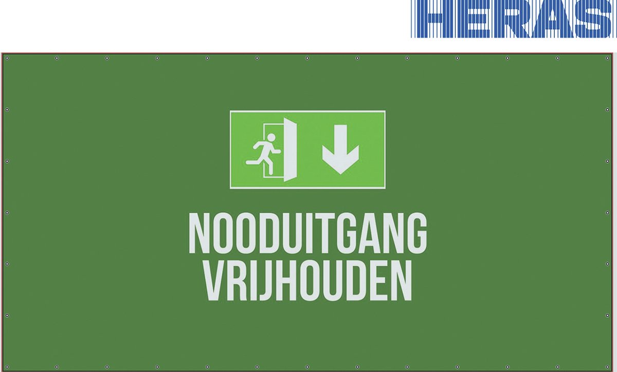 Heras werfhek doek | "Nooduitgang vrijhouden" | 335 x 175 cm ...