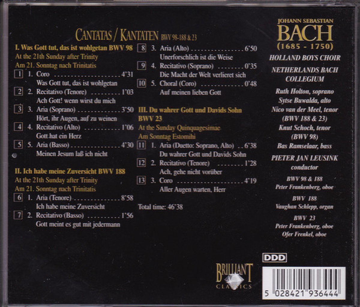 1-CD BACH - CANTATAS BWV 98 / 188 / 23, 1-CD BACH - CANTATAS BWV 98 / 188 / 23 -... | bol.com