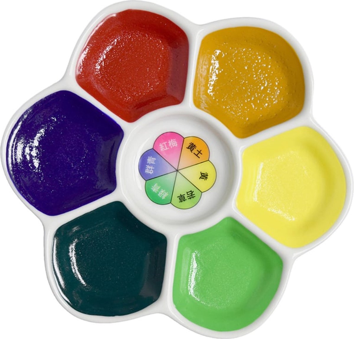 Boku-Undo Watercolors in Ceramic Flower Dish – 6 Color Palette Set ...