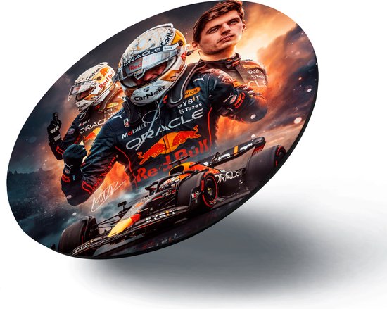 Max Verstappen Formule 1 Red Bull Racing Muurcirkel | Met handtekening Max | 50 x 50... | bol.com