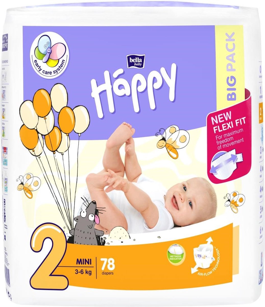 Bella Baby Happy Luiers Maat 2 Mini 3-6 kg (78 stuks Per Pak ...