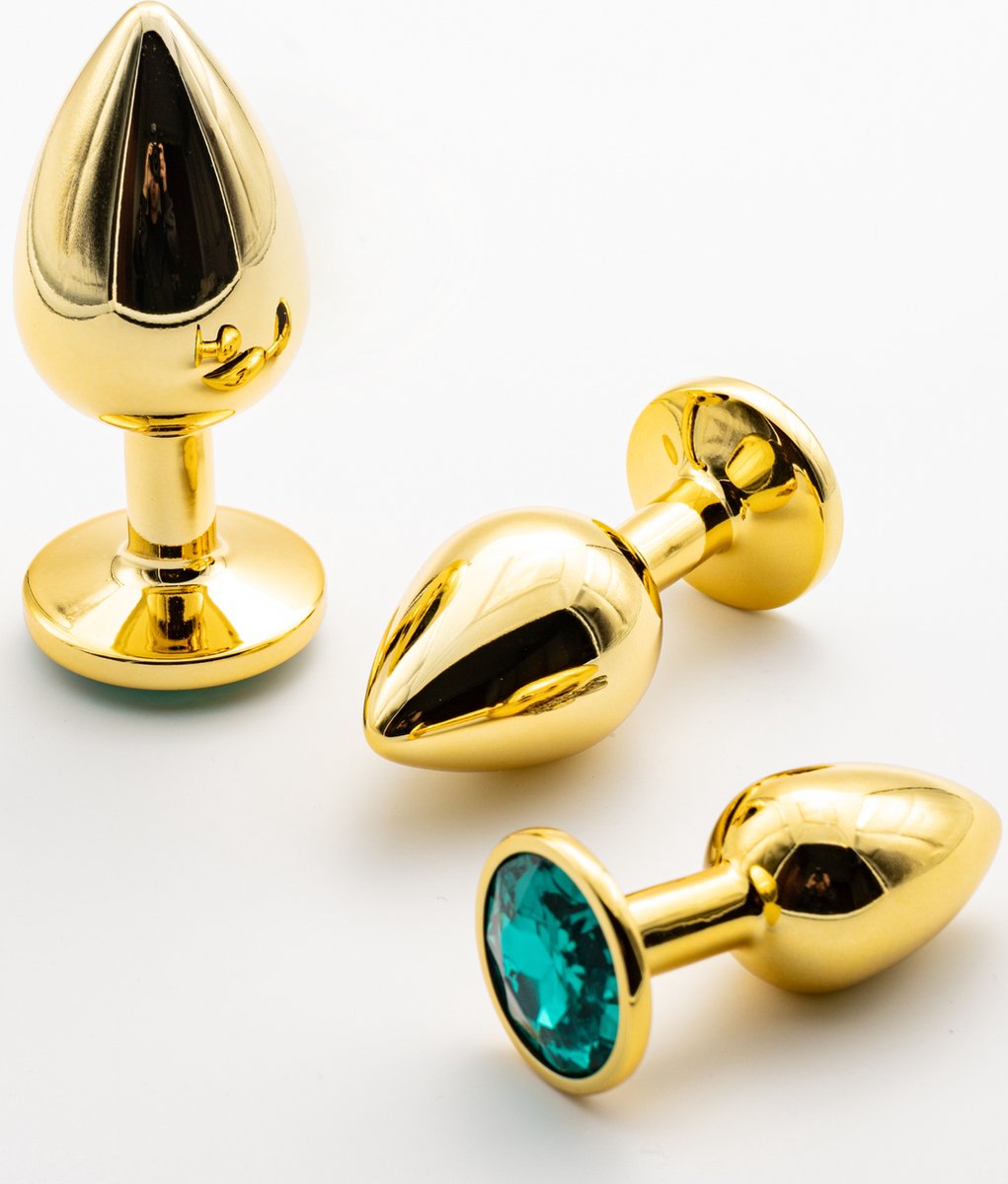 Metaal Gouden Buttplug Set Voor Mannen En Vrouwen 3 Delige Anal Plug