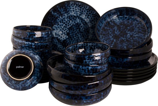 Palmer Serviesset Bama Blue Stoneware 6-persoons 24-delig Blauw | bol.com