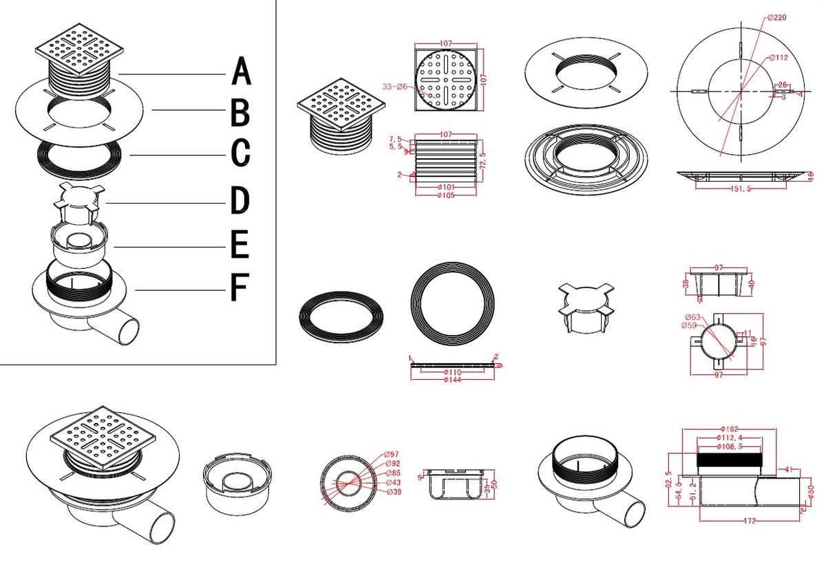 Horizontale afvoer voor douchebak te betegelen (RAINY en HIGH RAINY) | bol
