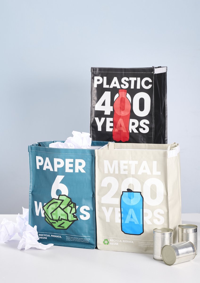 Day Sorteerzakken voor afval herbruikbaar PMD papier 3 stuks opvouwbaar ...