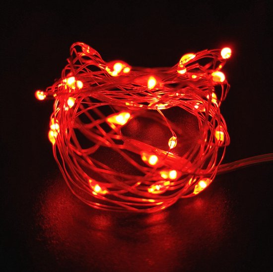 LED String Rood - Lampensnoer 20 LED 2 Meter - Draadverlichting op ...
