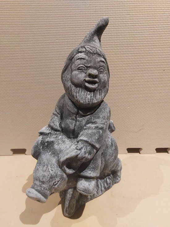 kabouter op varken 32cm hoog beton winterhard | bol.com