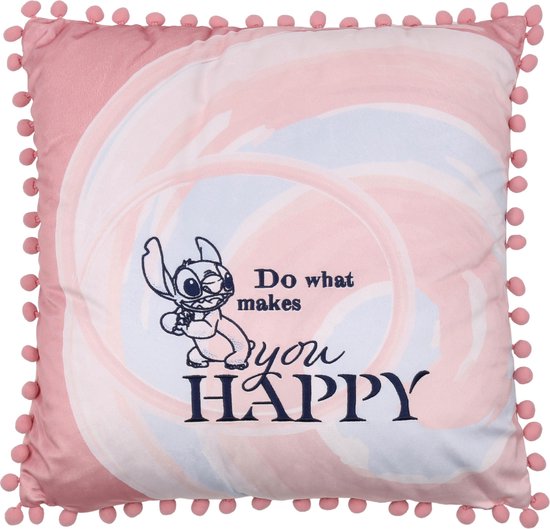 Stitch DISNEY - Roze vierkant kussen, groot, 45x45cm, OEKO-TEX | bol.com