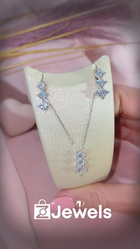 OZ Jewels – Mia Zirkonia Ketting – Verzilverd – Vrouwen – Verstelbare | bol