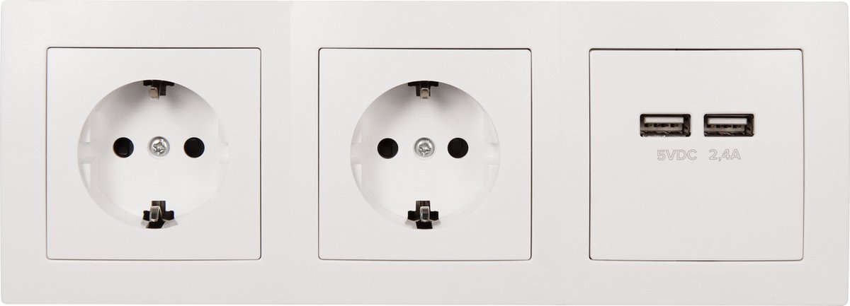 Hoek stekkerdoos met USB - Bureau verdeelstekker horizontaal ...