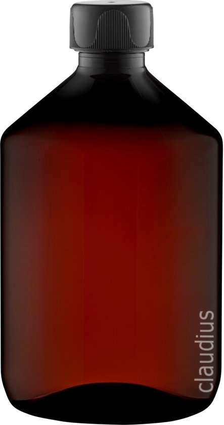 Lege Plastic Fles 500 ml PET amber - met zwarte dop - set van 10 stuks ...