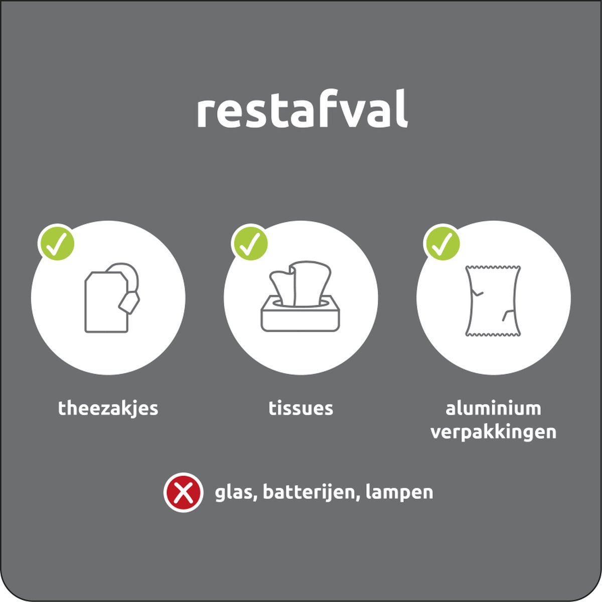 Rest afval sticker 50 x 50 mm - 10 stuks per kaart | bol