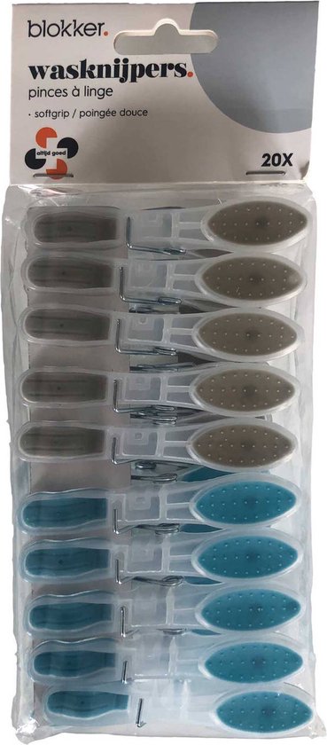 Blokker softgrip wasknijpers - 20 stuks | bol