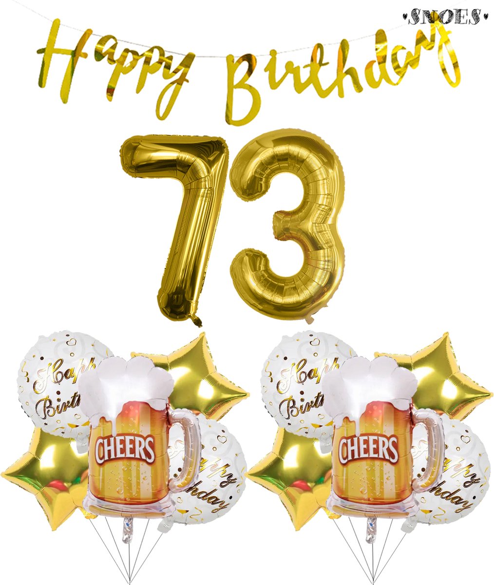 73 Jaar Verjaardag Cijfer ballon Mannen Bier - Feestpakket Snoes ...