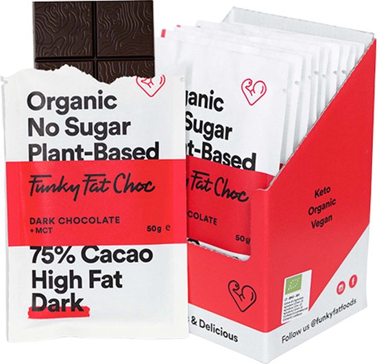Funky Fat Choc | Chocolade Tablet Dark | 10 Stuks | 10 x 50g | bol