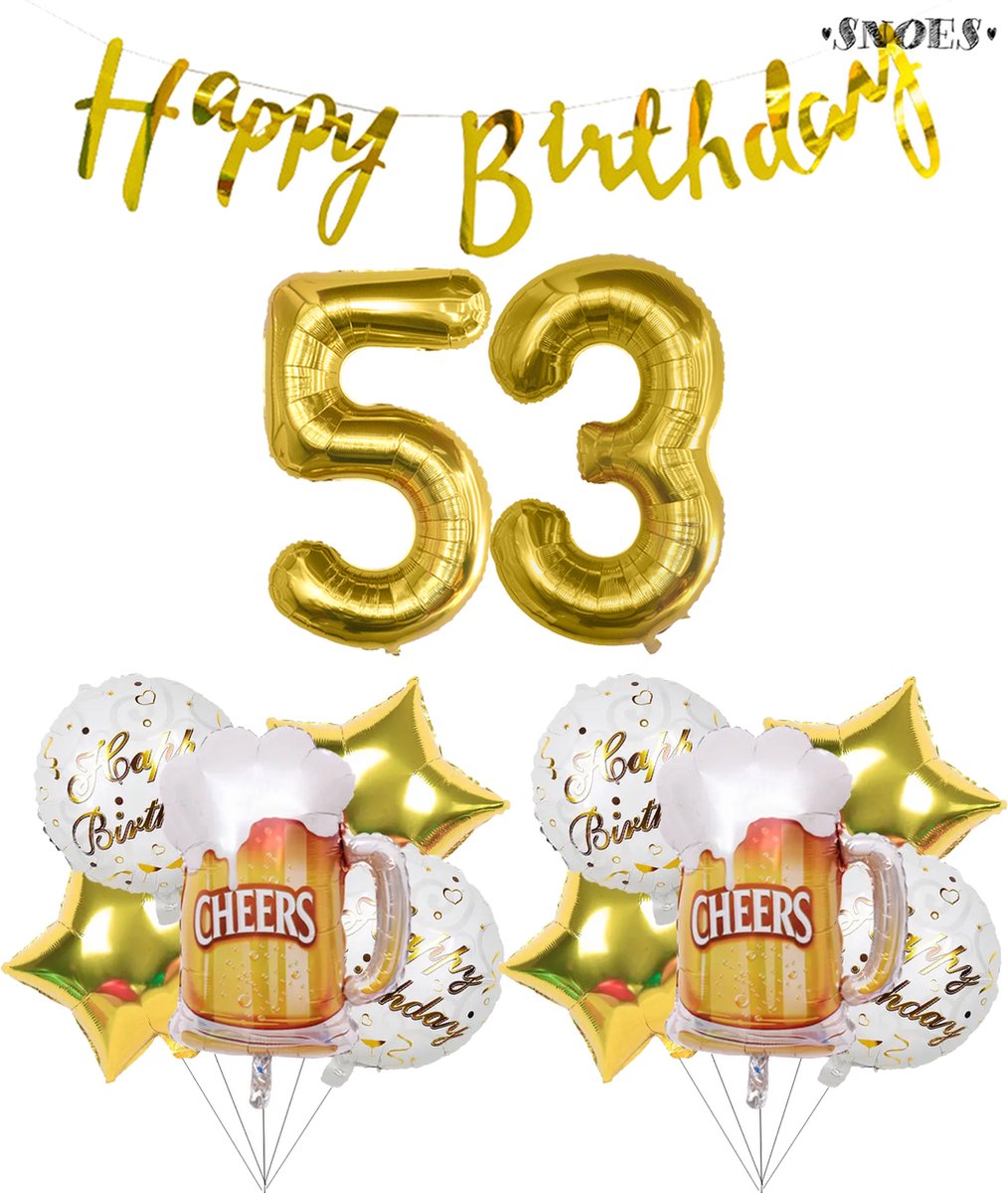 53 Jaar Verjaardag Cijfer ballon Mannen Bier - Feestpakket Snoes ...
